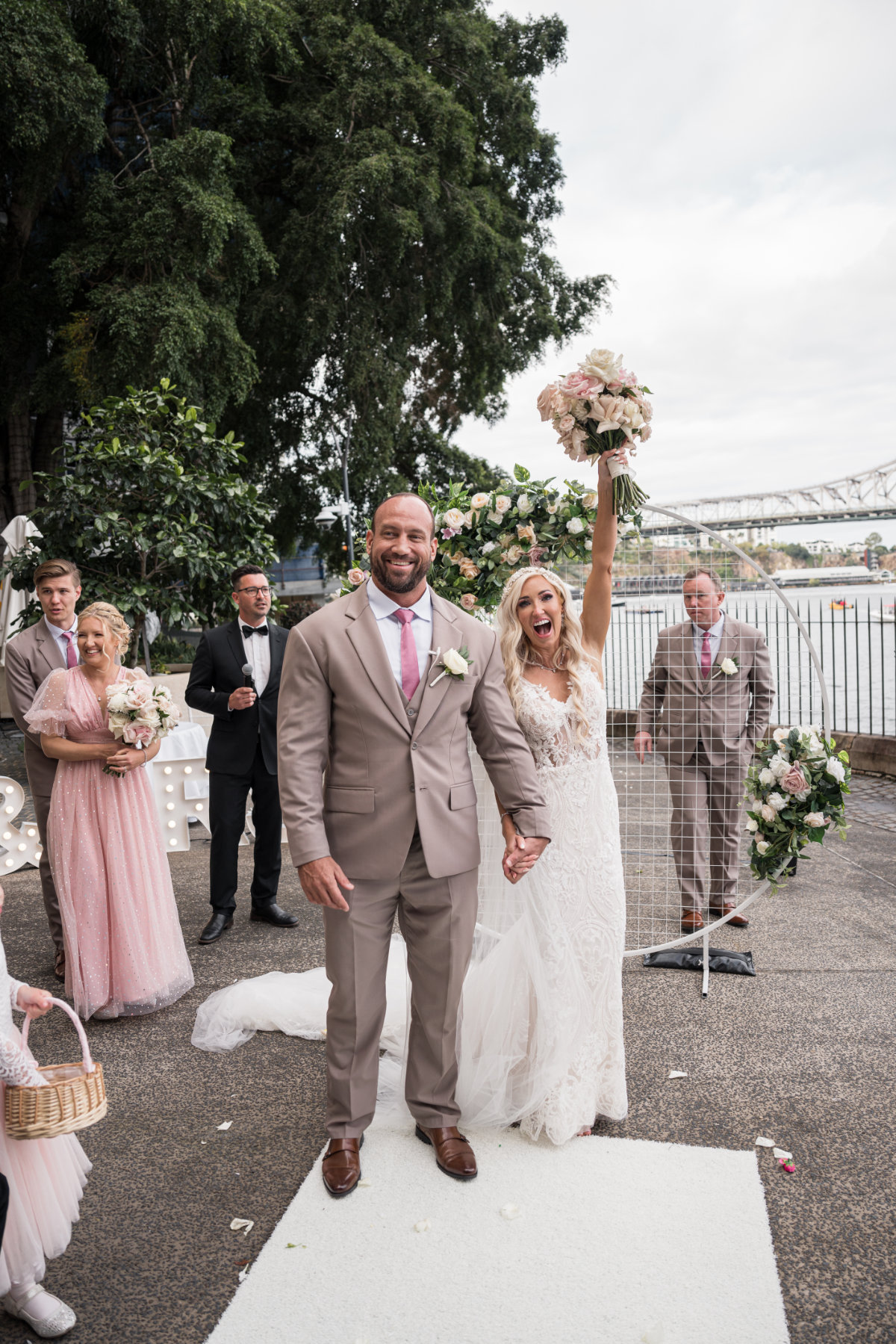 "Fun and extravagant": Bec and Andrew Customs House Brisbane wedding