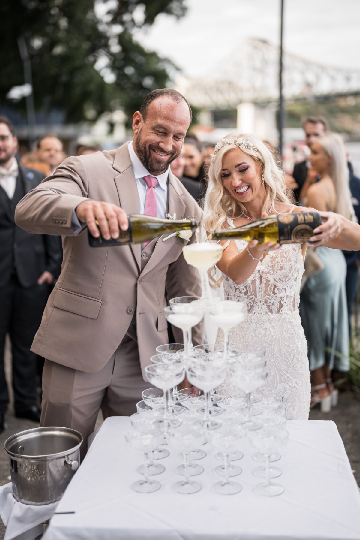 "Fun and extravagant": Bec and Andrew Customs House Brisbane wedding